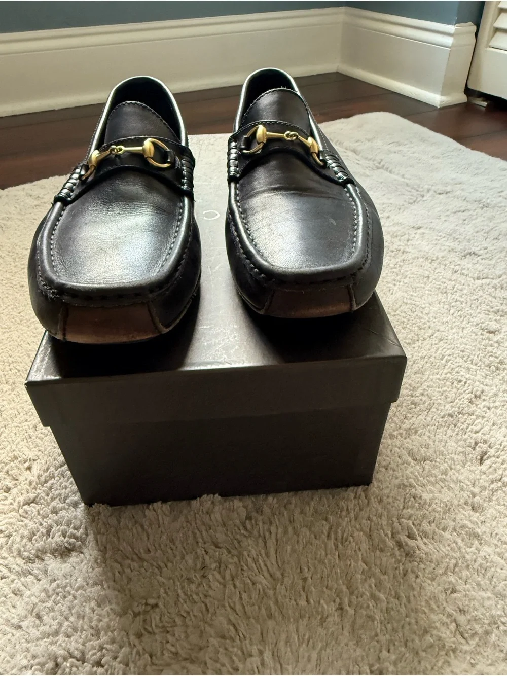 Gucci | Shoes | Gucci Black Leather Loafers With Gold Horsebit | Poshmark